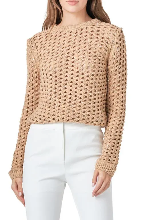 Endless Rose Sequin Openwork Sweater