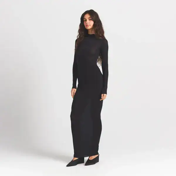 white christmas dresses Long Sleeve Maxi Soft Curling Sheer Dress White / S - White