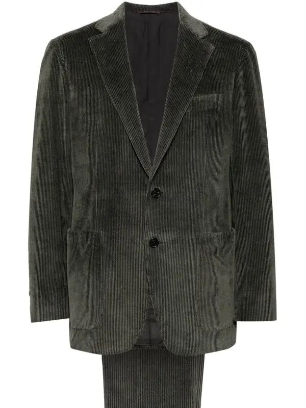 Canali Corduroy Single-breasted Suit - Green