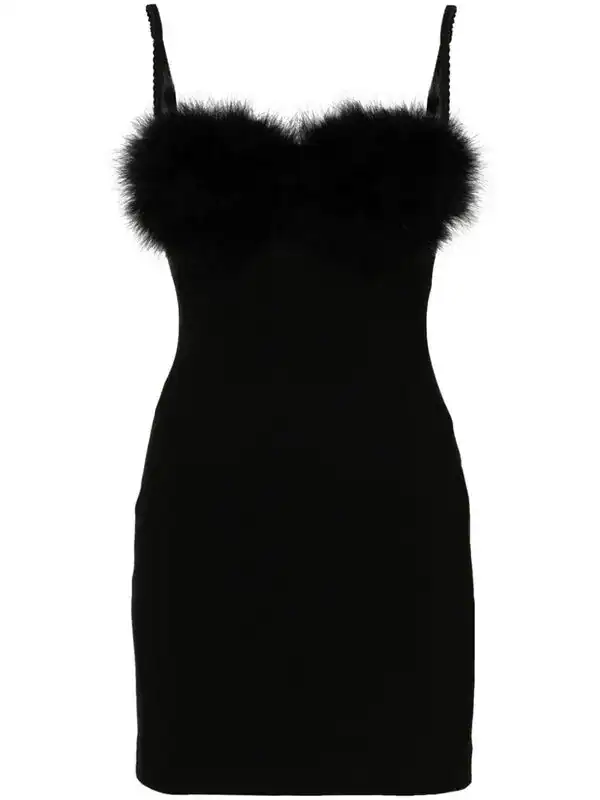 Blumarine Faux-Fur Mini Dress In Black - 31% Off | Editorialist