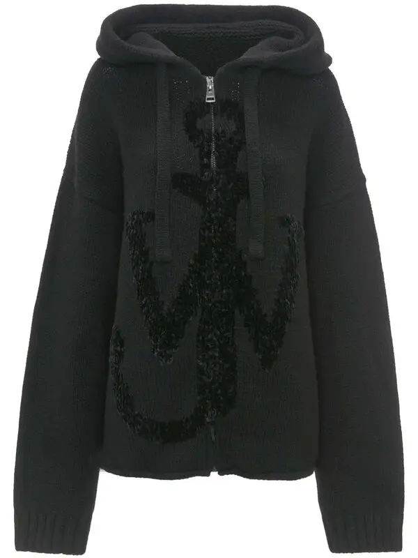 JW Anderson Anchor Logo Zip Hoodie - Black