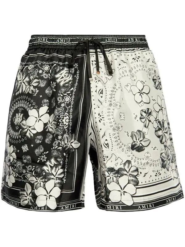Amiri Bandana Floral Silk Shorts