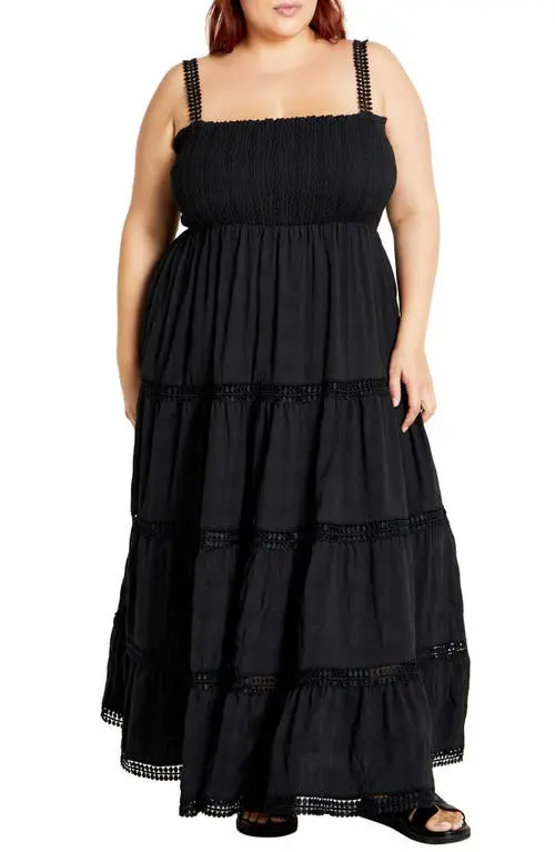 City Chic Dakota Tiered Maxi Dress In Black - 45% Off | Editorialist