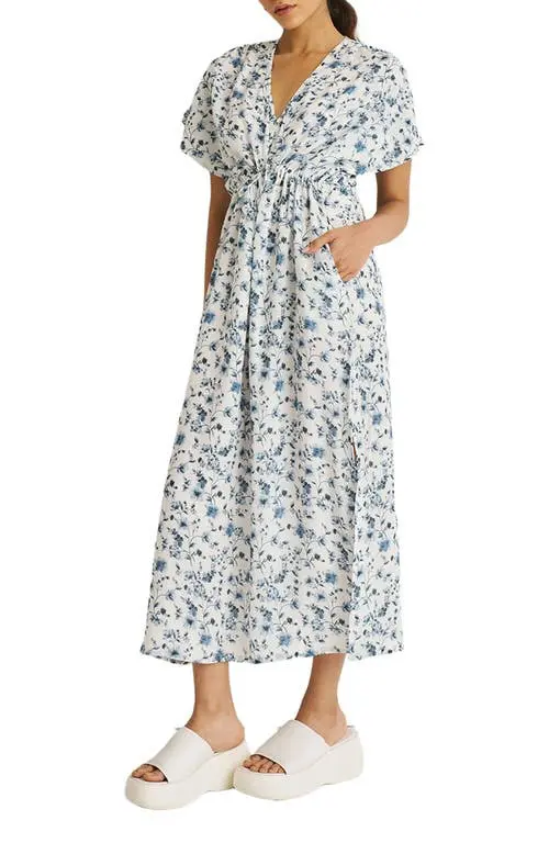 REISTOR Gathered Maxi Dress - Wisteria Whimsy