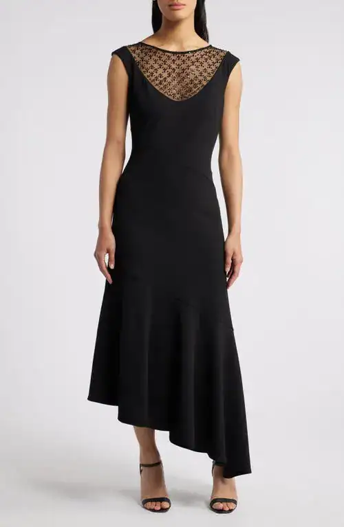 Maggy London Beaded Illusion Mesh Asymmetric Dress In Black - 47% Off |  Editorialist