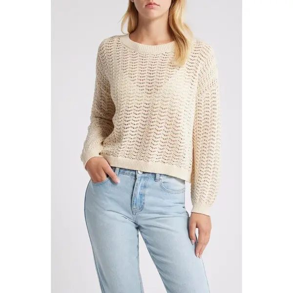 BILLABONG Sunlit Open Stitch Sweater - White Cap