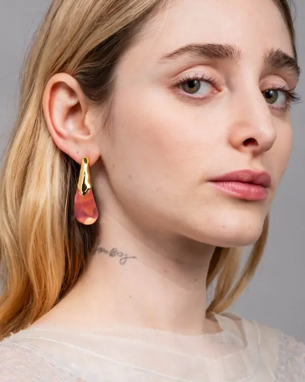 Alexis Bittar Liquid Lucite Arched Post Earrings - Sweet Melon