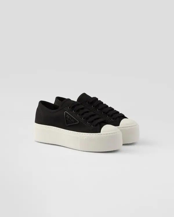 Prada Laced Fabric Sneakers - Black