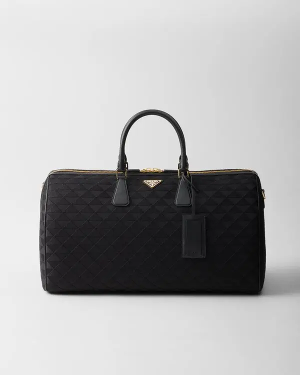 Prada Embroidered Fabric Duffle Bag