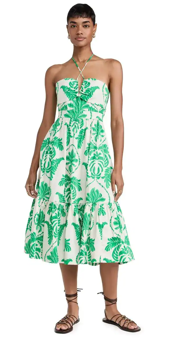 Andres Otalora Floridita Midi Dress In Ivory/Green Orchid - 75% Off |  Editorialist