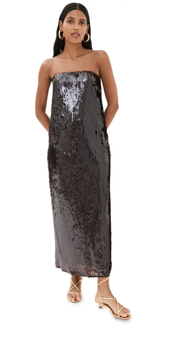 Staud Casey Sequin Dress In Bronze - 30% Off | Editorialist
