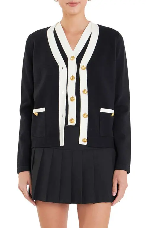 English Factory Contrast Edge Cardigan