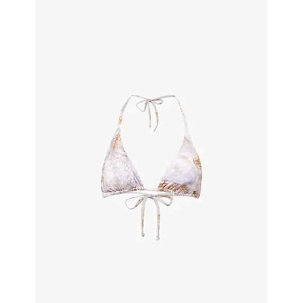 GRACEJACOB Sahara Graphic-print Bikini Top - Beige