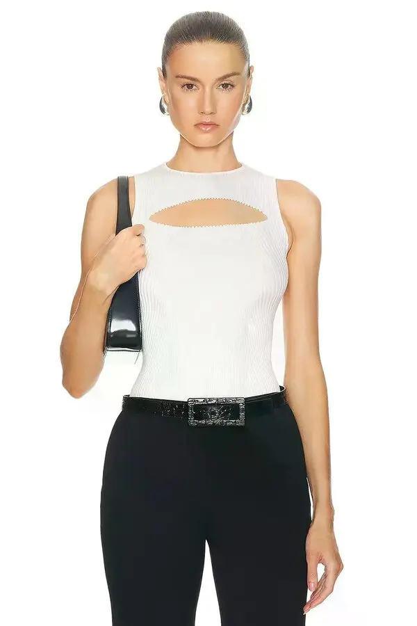 Alexander McQueen Slashed Rib Knit Top