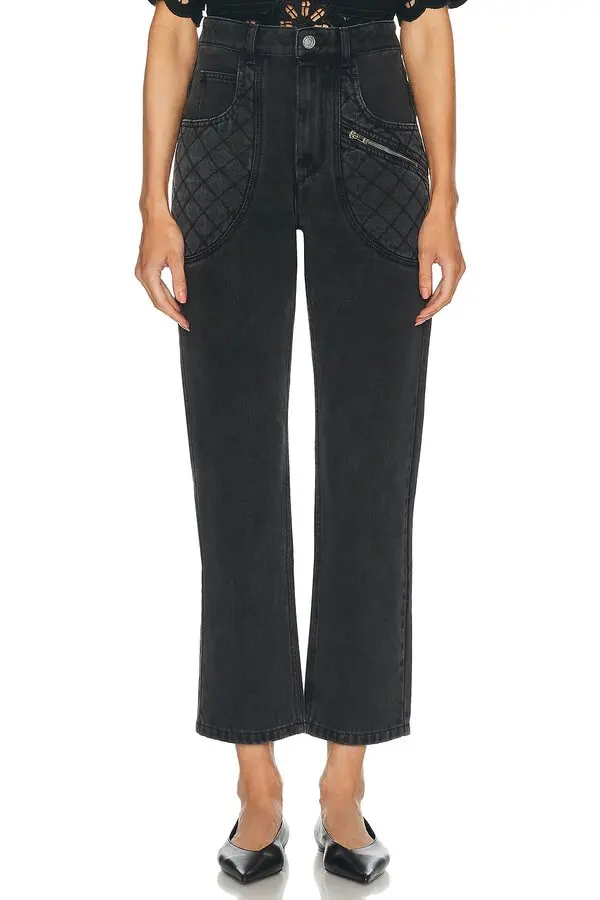 Isabel Marant Casandre Straight Leg Jeans - Dark Grey