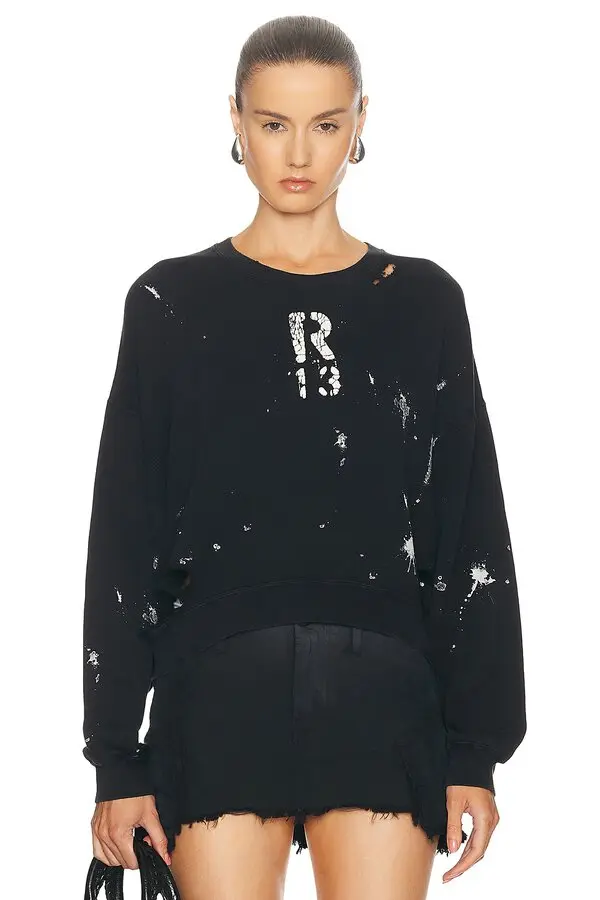 R13 Cropped Crewneck Sweatshirt