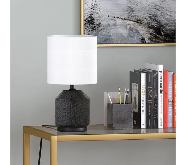 HUDSON&CANAL Hudson & Canal Esther 15' Tall Ceramic Fabric S Hade Mini Lamp