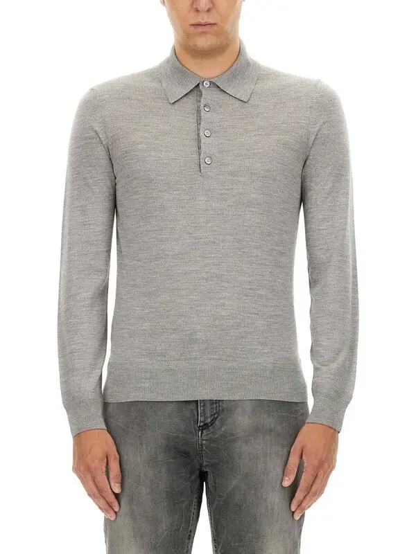 TOM FORD Merino Wool Long Sleeve Sweater - Grey