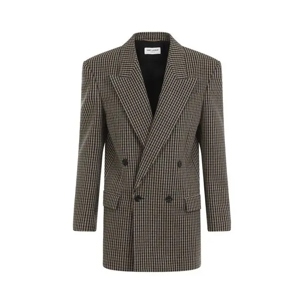 Saint Laurent Vichy Wool Jacket - Brown