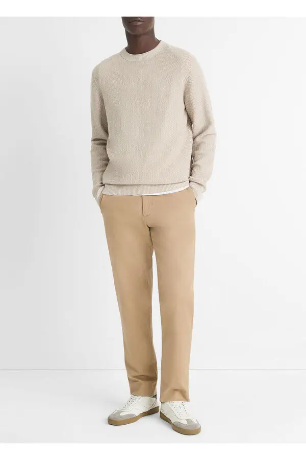 Vince Geo-jacquard Wool-blend Crew Neck Sweater - Natural