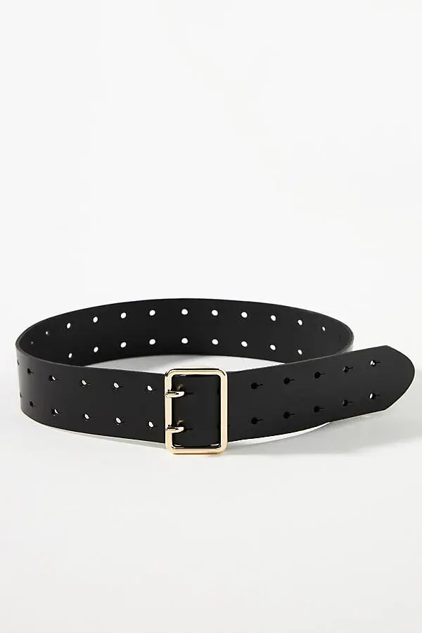 Anthropologie Adjustable Double Prong Belt In Black 22% Off