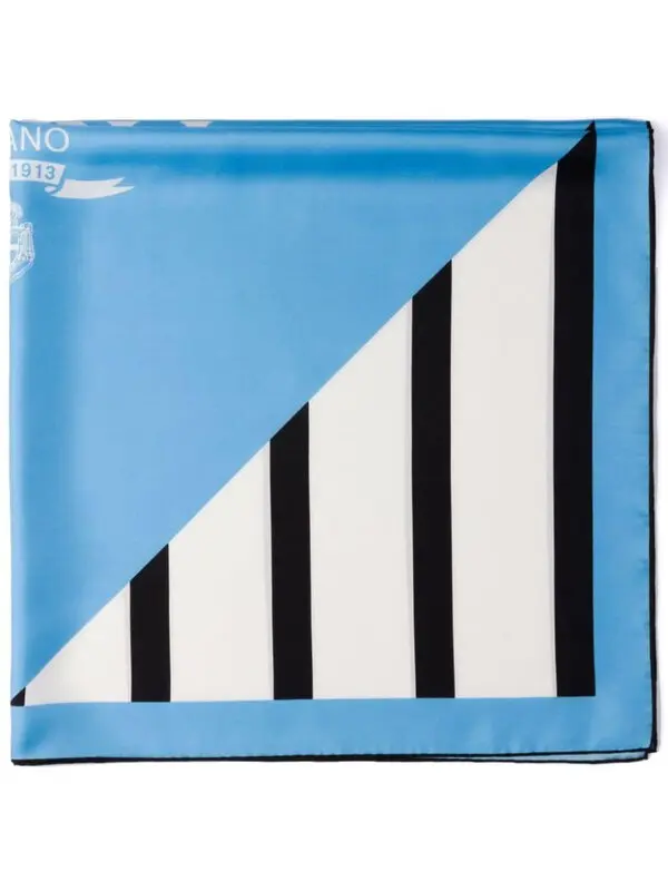 Prada Printed Silk Scarf - Blue