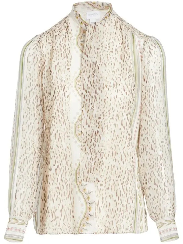 Giambattista Valli Abstract-print Silk-georgette Blouse