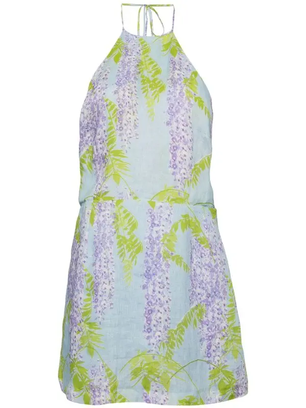 Bernadette Delilah Halter-Neck Mini Dress In Blue - 44% Off | Editorialist