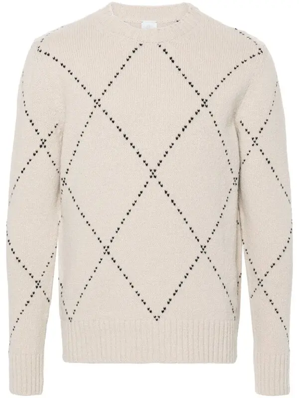 Eleventy Argyle Patterned Wool Sweater - Neutrals