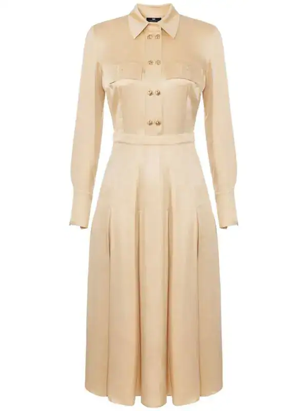 elisabetta franchi shirt dress Elisabetta Franchi OffWhite Horse Bit Print Crepe Shirt Dress M