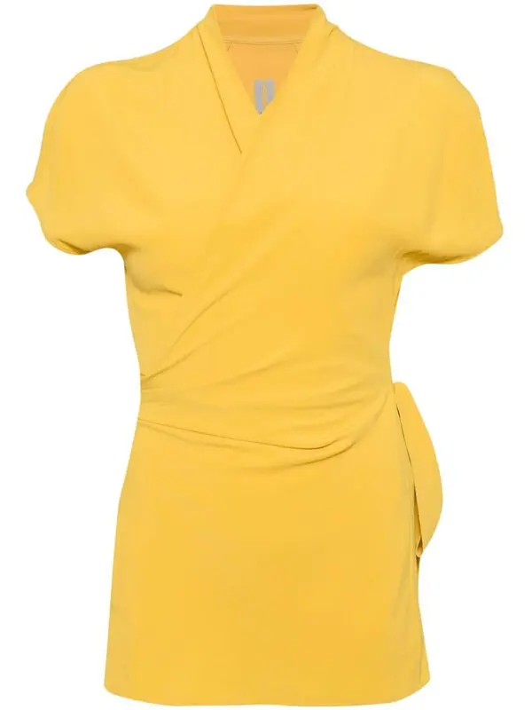 Rick Owens Laura Crepe Wrap Blouse - Yellow