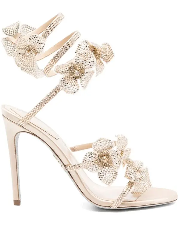 Rene Caovilla 105mm Floriane Sandals - Neutrals