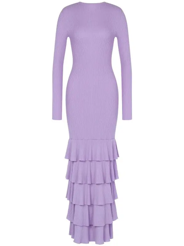Moschino Ruffled Knitted Dress In Purple - 31% Off | Editorialist