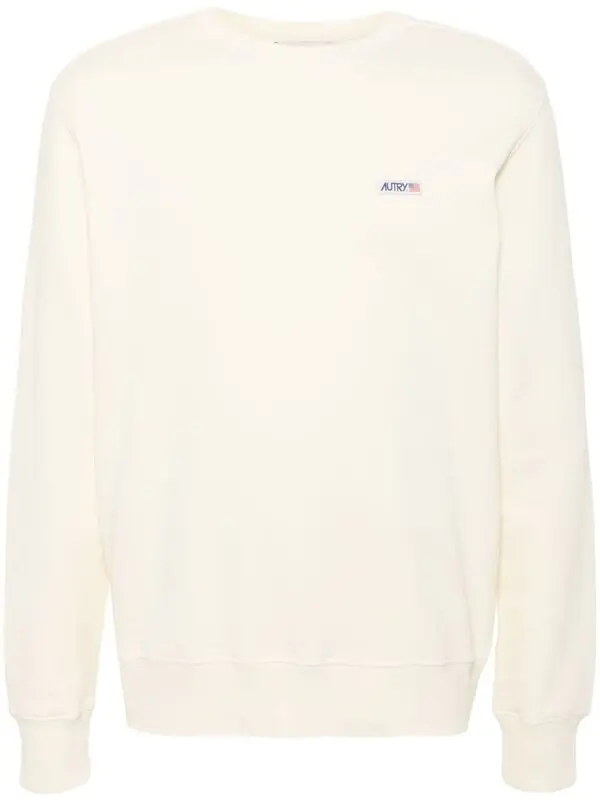 AUTRY Logo-patch Jersey Sweatshirt - Neutrals