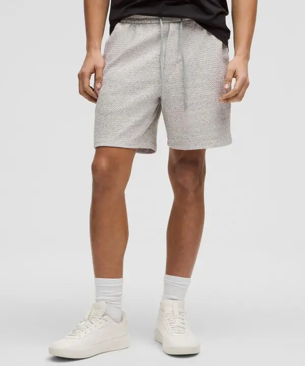 Lululemon Textured Double-knit Cotton 7" Short - Heathered Melody Light Grey/black