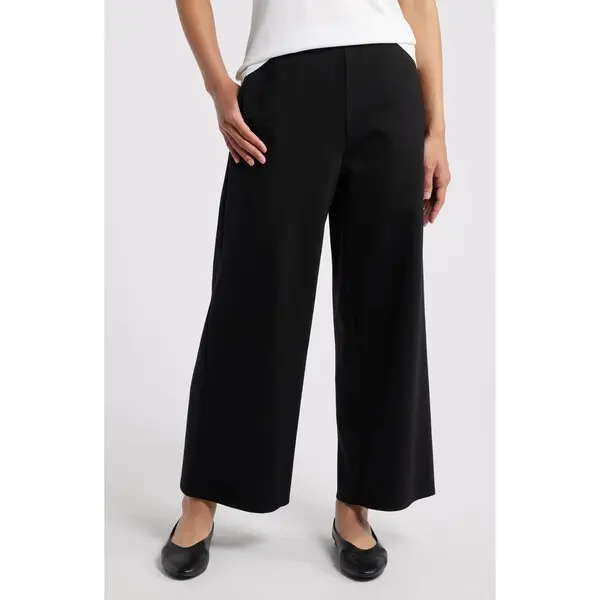 Eileen Fisher Ankle Length Wide Leg Pants - Black