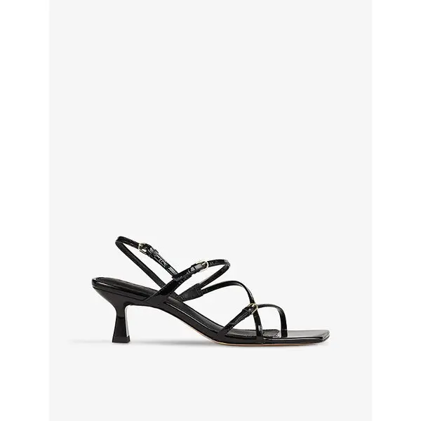 Sandro Strappy Square-toe Leather Heeled Sandals - Noir / Gris