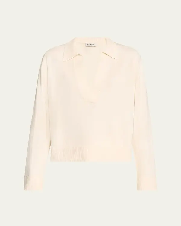 Simkhai Bobbie Cotton And Cashmere Polo Sweater - Ivory