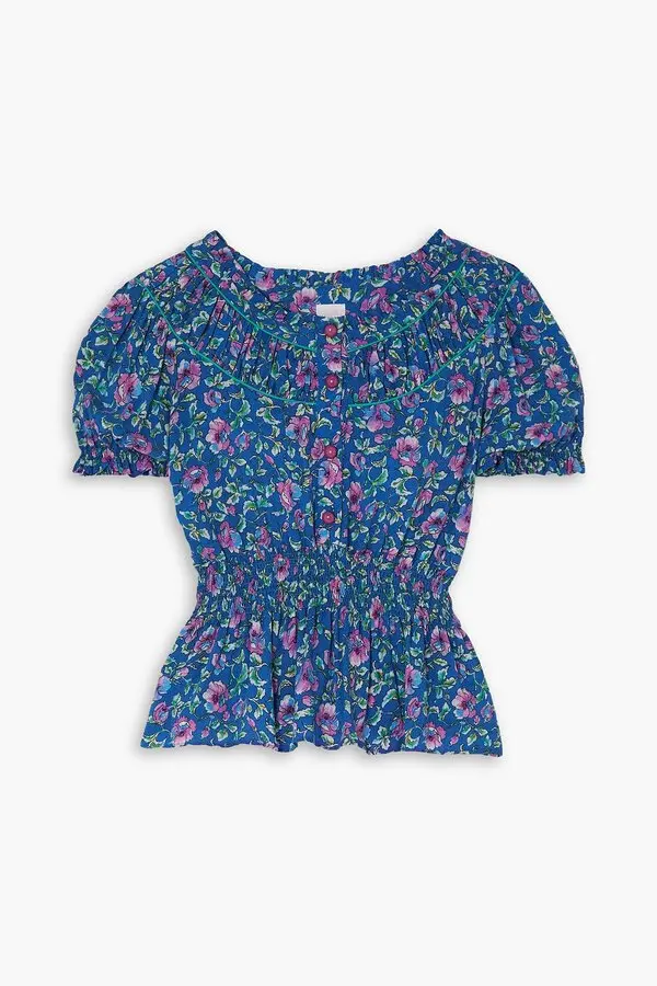 Loretta Caponi Giada Floral-print Voile Blouse