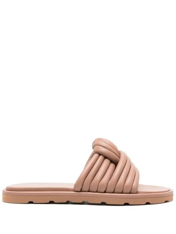 GIANVITO ROSSI Leather Flat Sandals - Beige