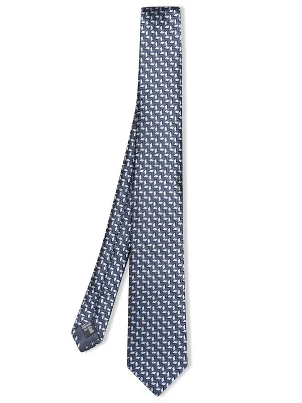 Giorgio Armani Silk Tie With Geometric Print - Blue