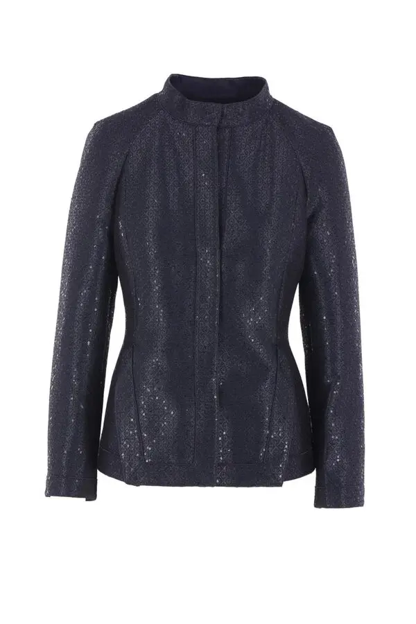 Giorgio Armani Single-breasted Jacquard Jacket - Blue