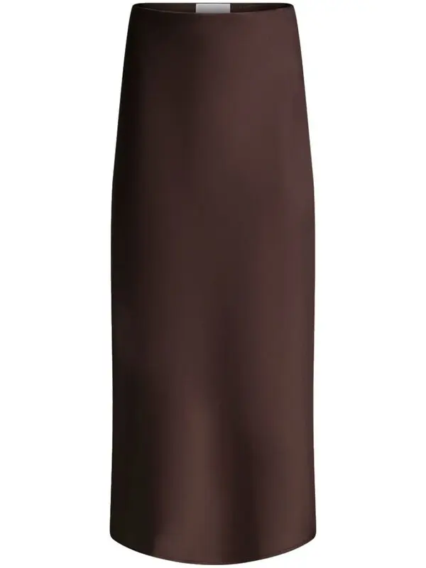 Galvan Valletta Satin Midi Skirt - Brown