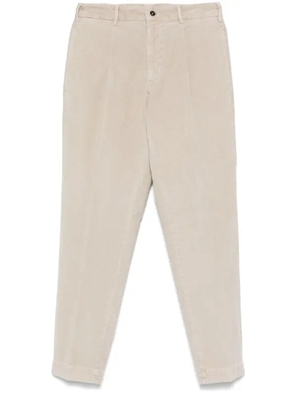 DELL'OGLIO Corduroy Tapered Trousers - Neutrals