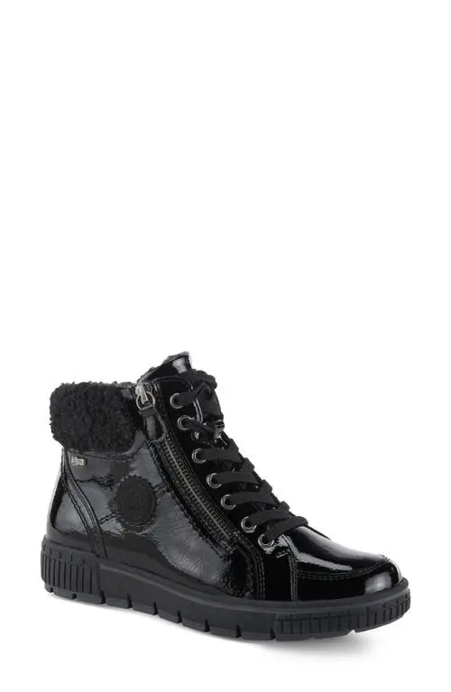 SPRING STEP SHOES Alps Water Resistant Faux Shearling Sneakers - Black Patent