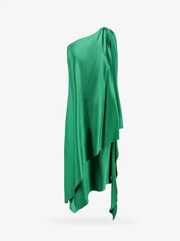 max mara green silk dress Mac Duggal - Green Embroidered Wrap Over Puff Sleeve Trumpet Gown main image 1