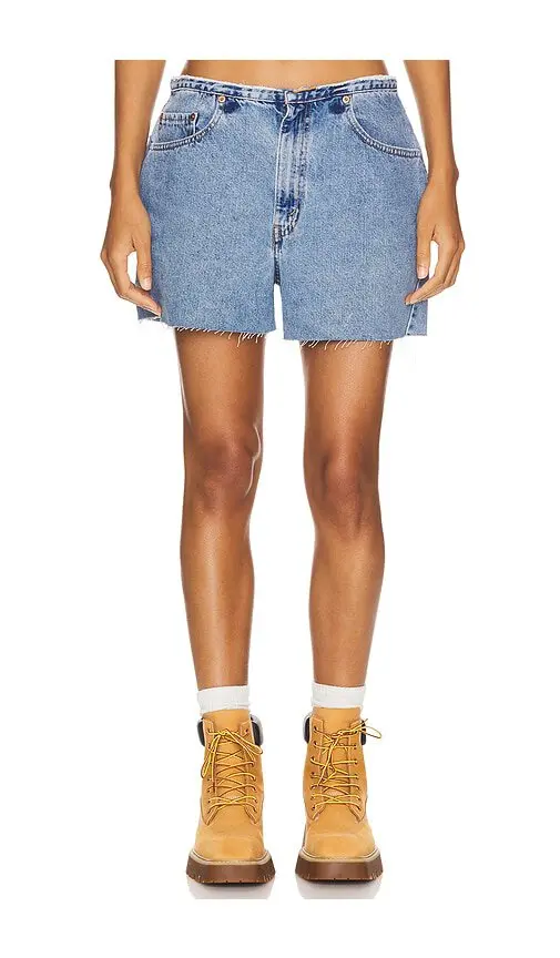 ALIGRACE Undone Mini Rise Denim Shorts - Medium Dark