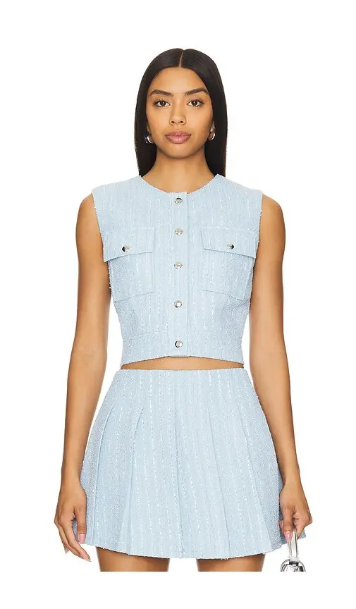 Line & Dot Emmeline Top - Sky Blue