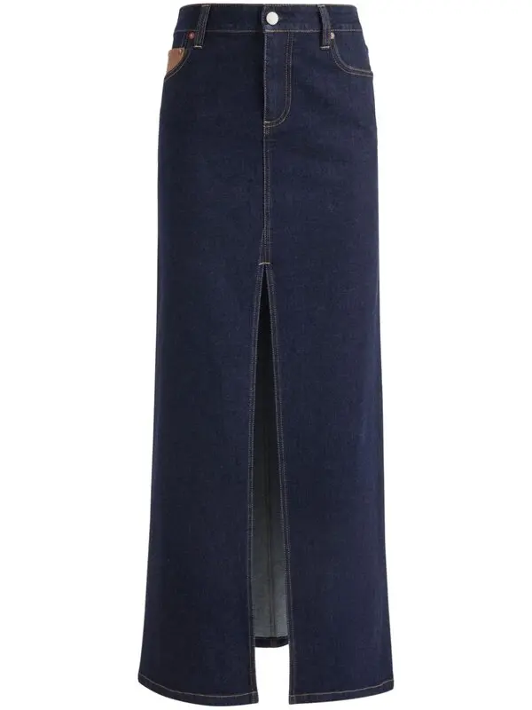 Alice + Olivia Denim Midi Skirt - Blue