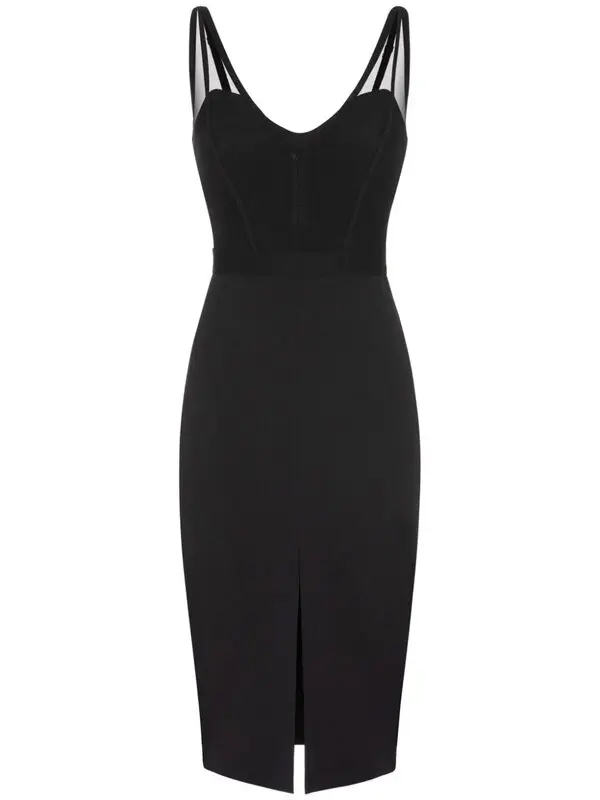Elisabetta Franchi Bustier Crepe Midi Dress - Black